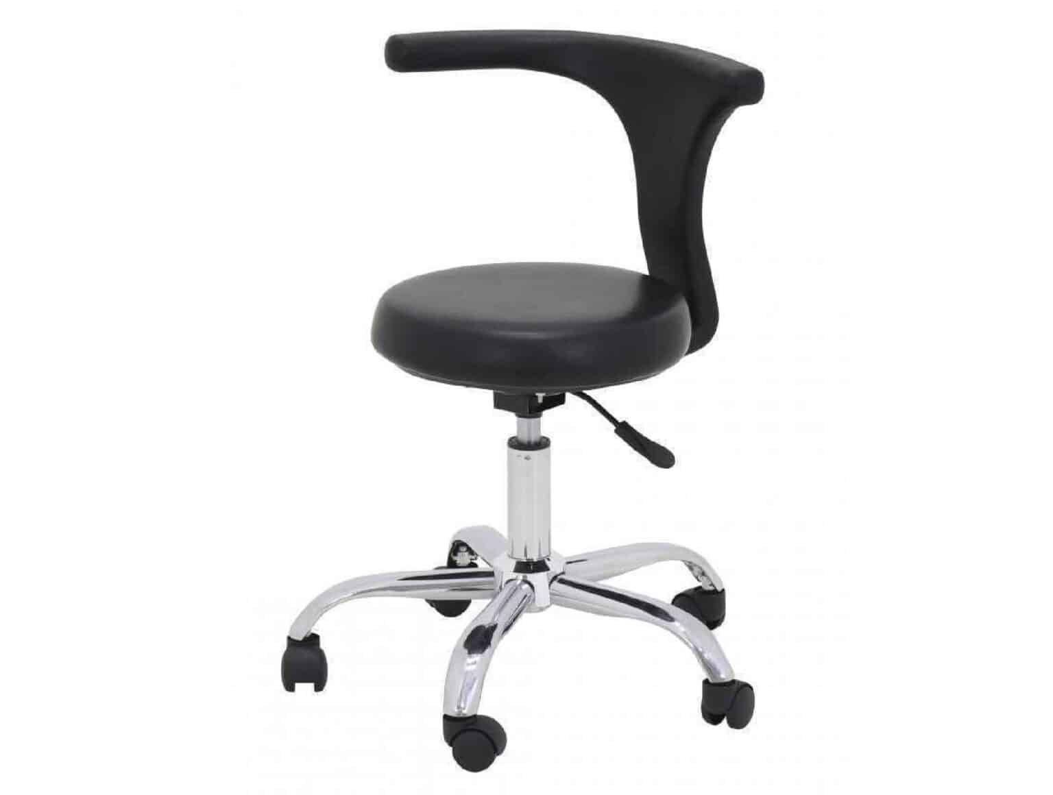 Tabouret pneumatique avec dossier et repose pied INOX - Locamed